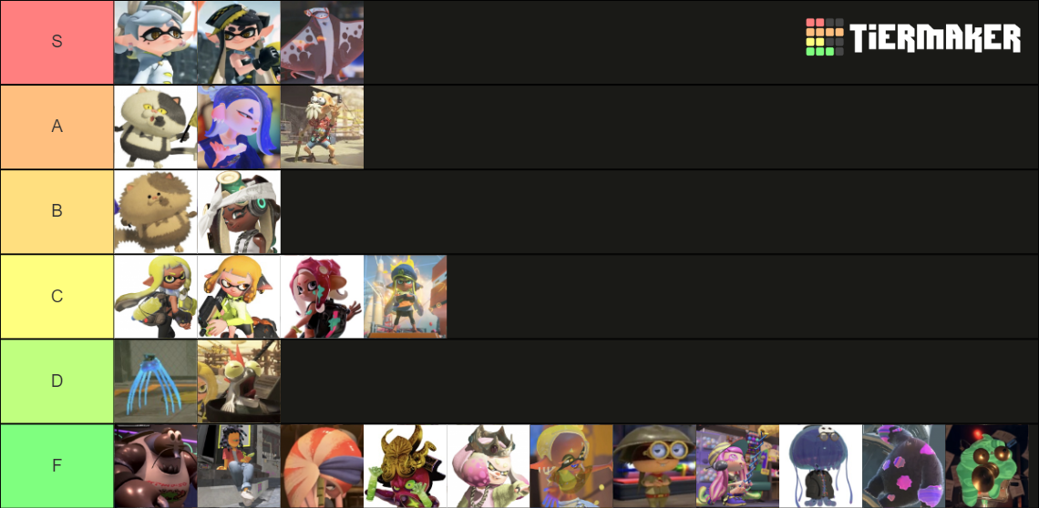splatoon characters (splat 3) Tier List (Community Rankings) - TierMaker