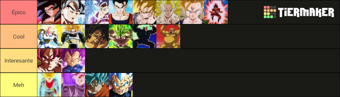 Todas las Transmisiones de los Saiyajin Tier List (Community Rankings) - TierMaker