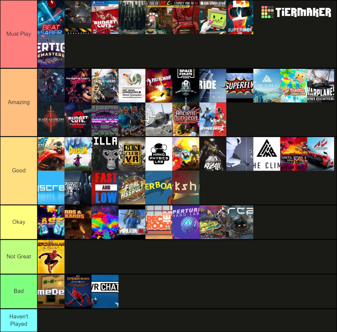 Best VR Games Tier List (Community Rankings) - TierMaker