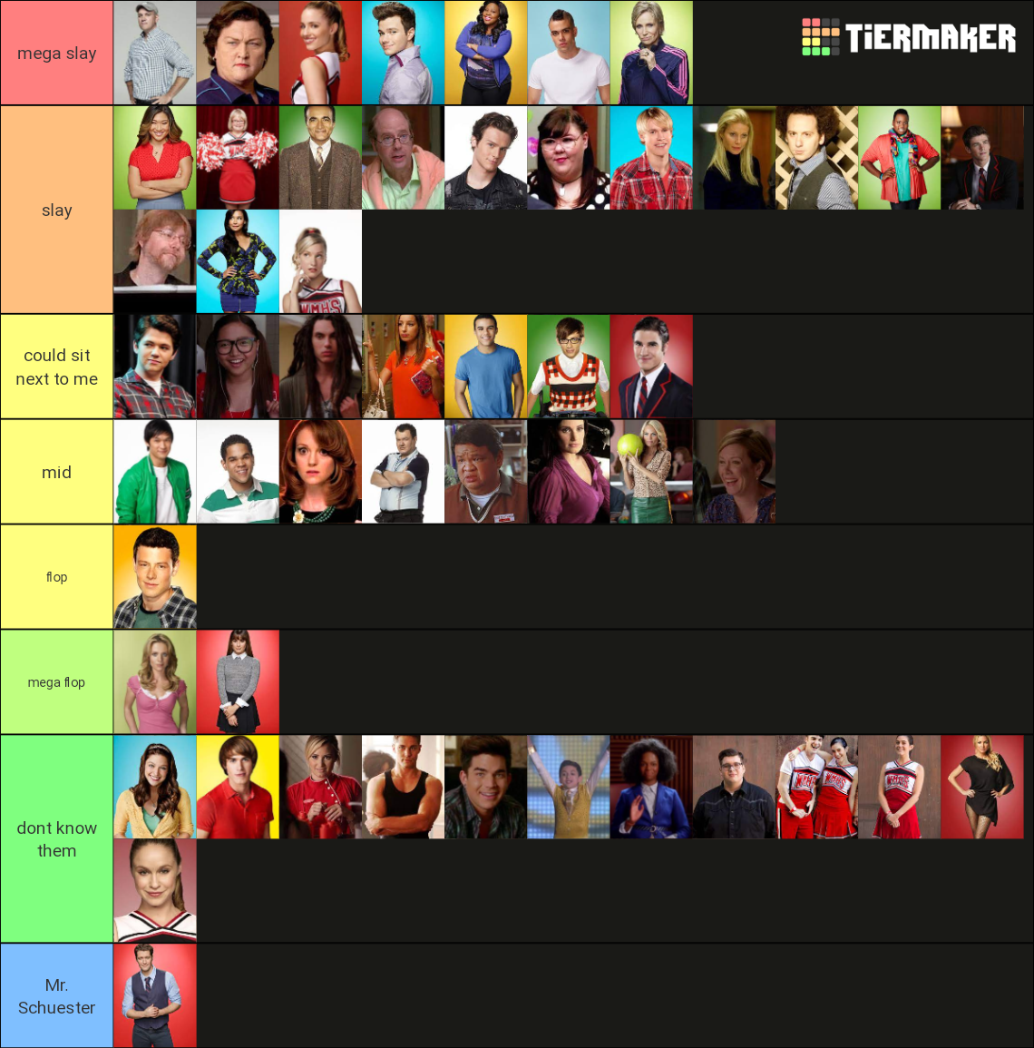 Best Glee Characters (52) Tier List (Community Rankings) - TierMaker