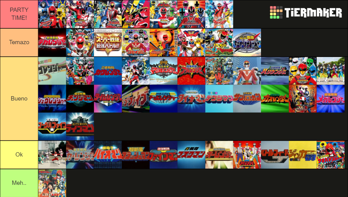 Super Sentai Theme Songs Tier List (Community Rankings) - TierMaker