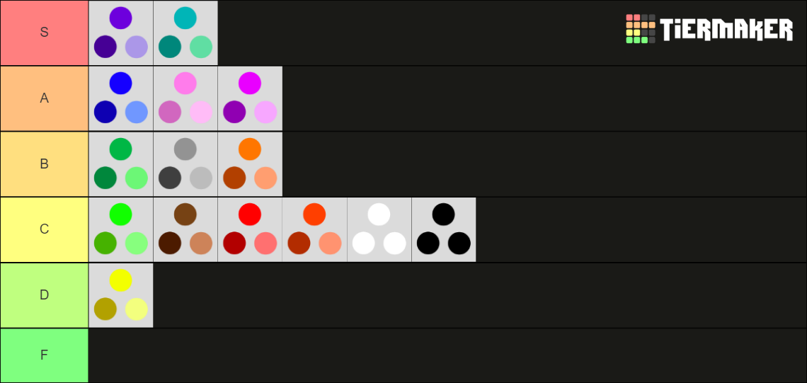 COLOR TIER LIST Tier List (Community Rankings) - TierMaker
