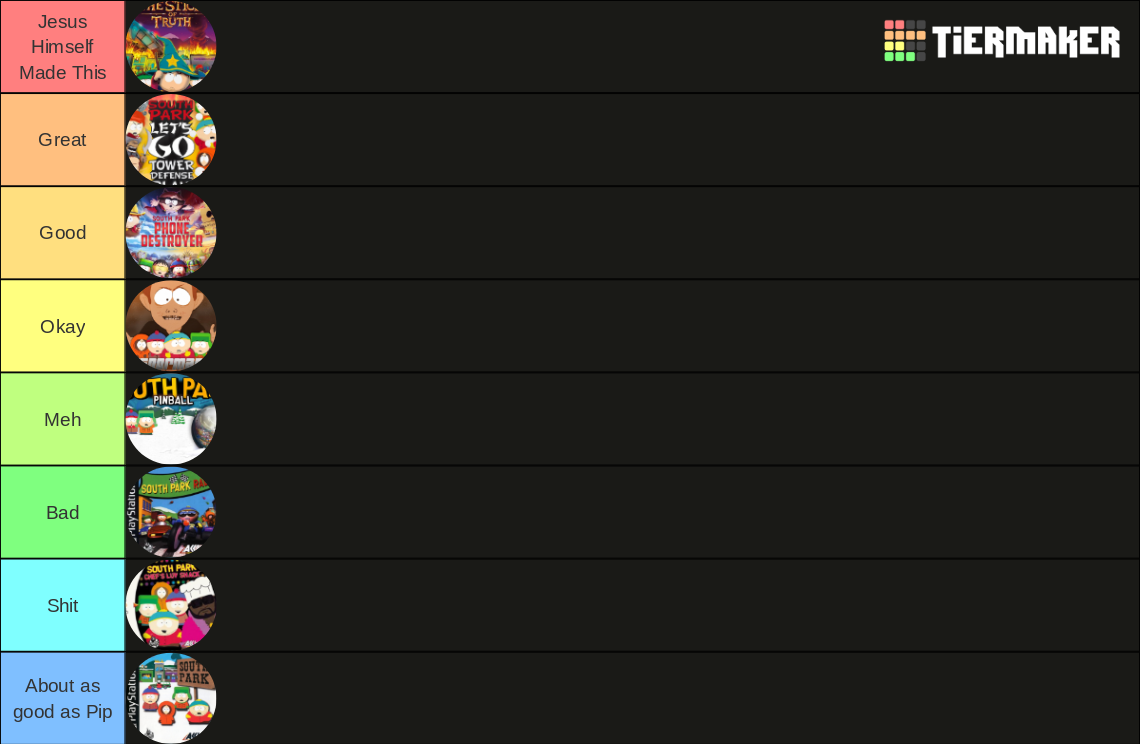 South Park Games Tier List (Community Rankings) - TierMaker