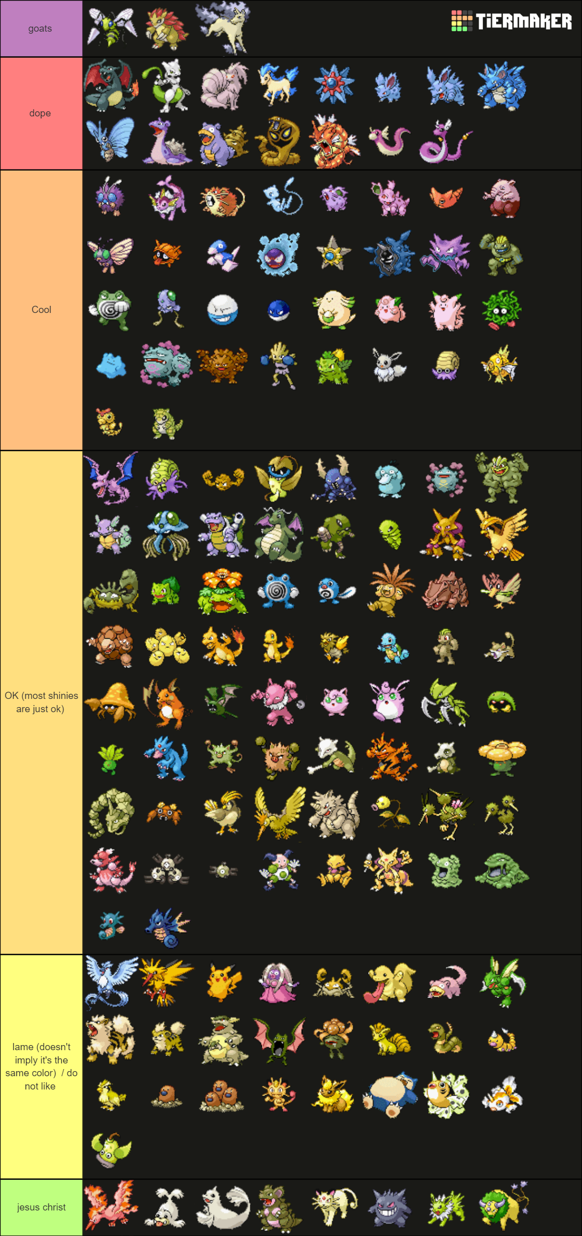 Pokemon Gen 1 Shinies Tier List (Community Rankings) - TierMaker