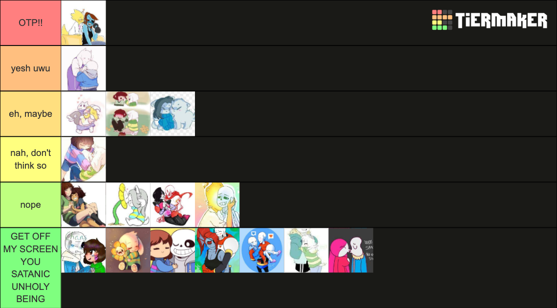 ranking some undertale ships Tier List (Community Rankings) - TierMaker