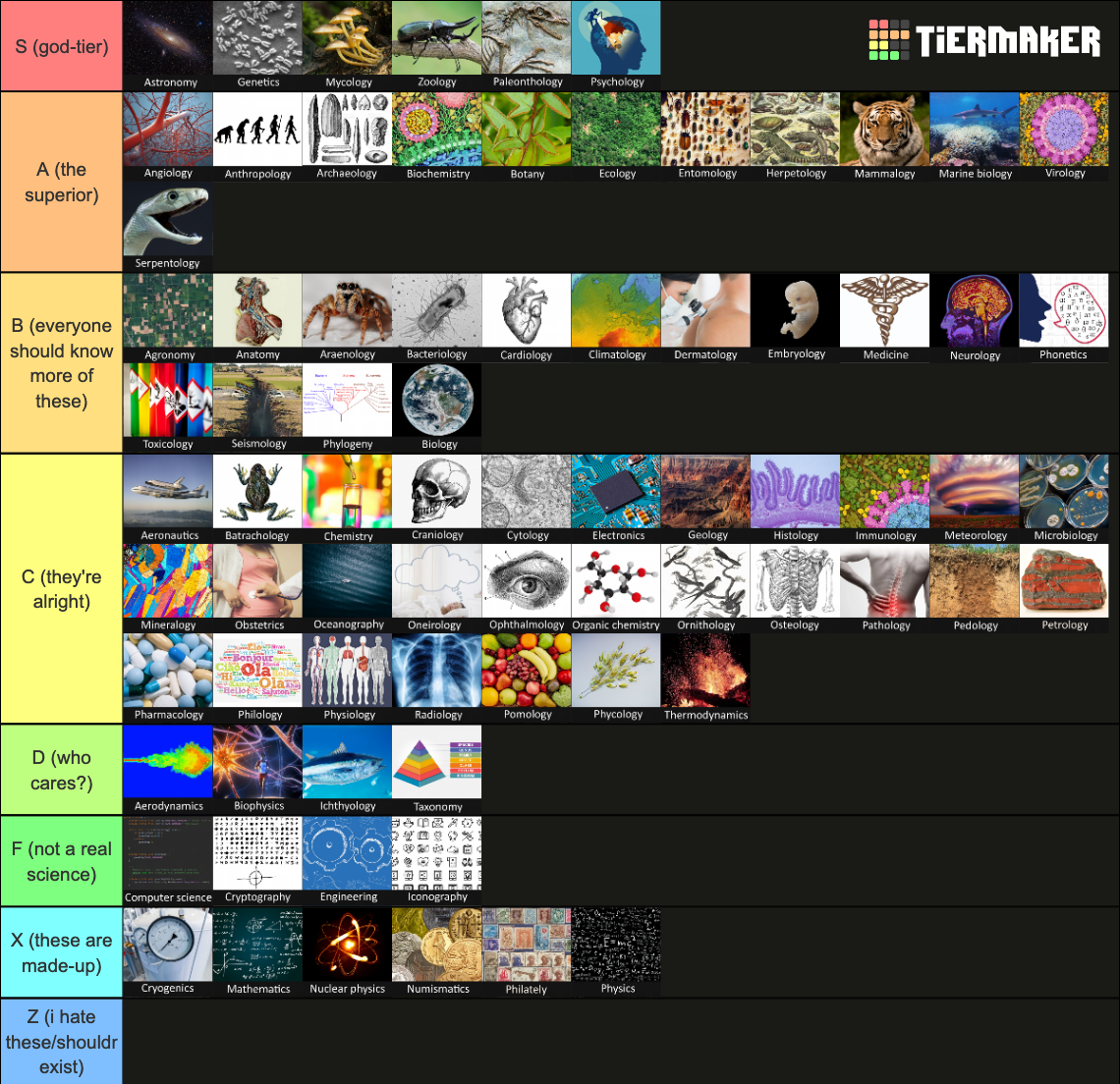 Branches of science Tier List (Community Rankings) - TierMaker