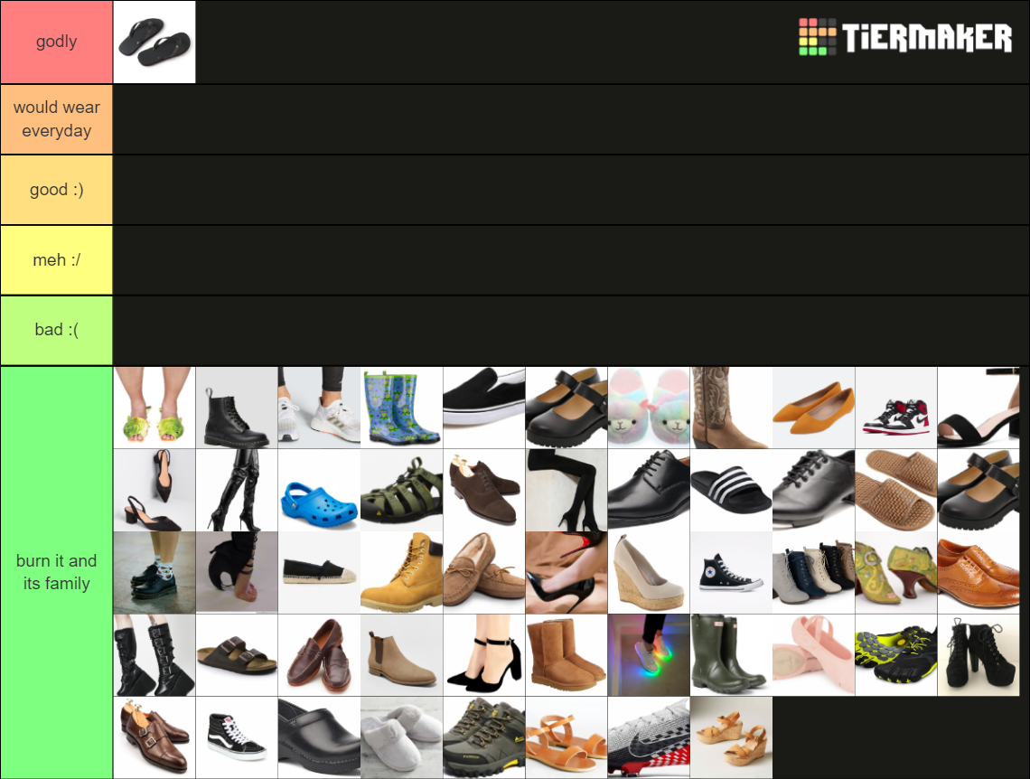 Types of Shoes Tier List (Community Rankings) - TierMaker
