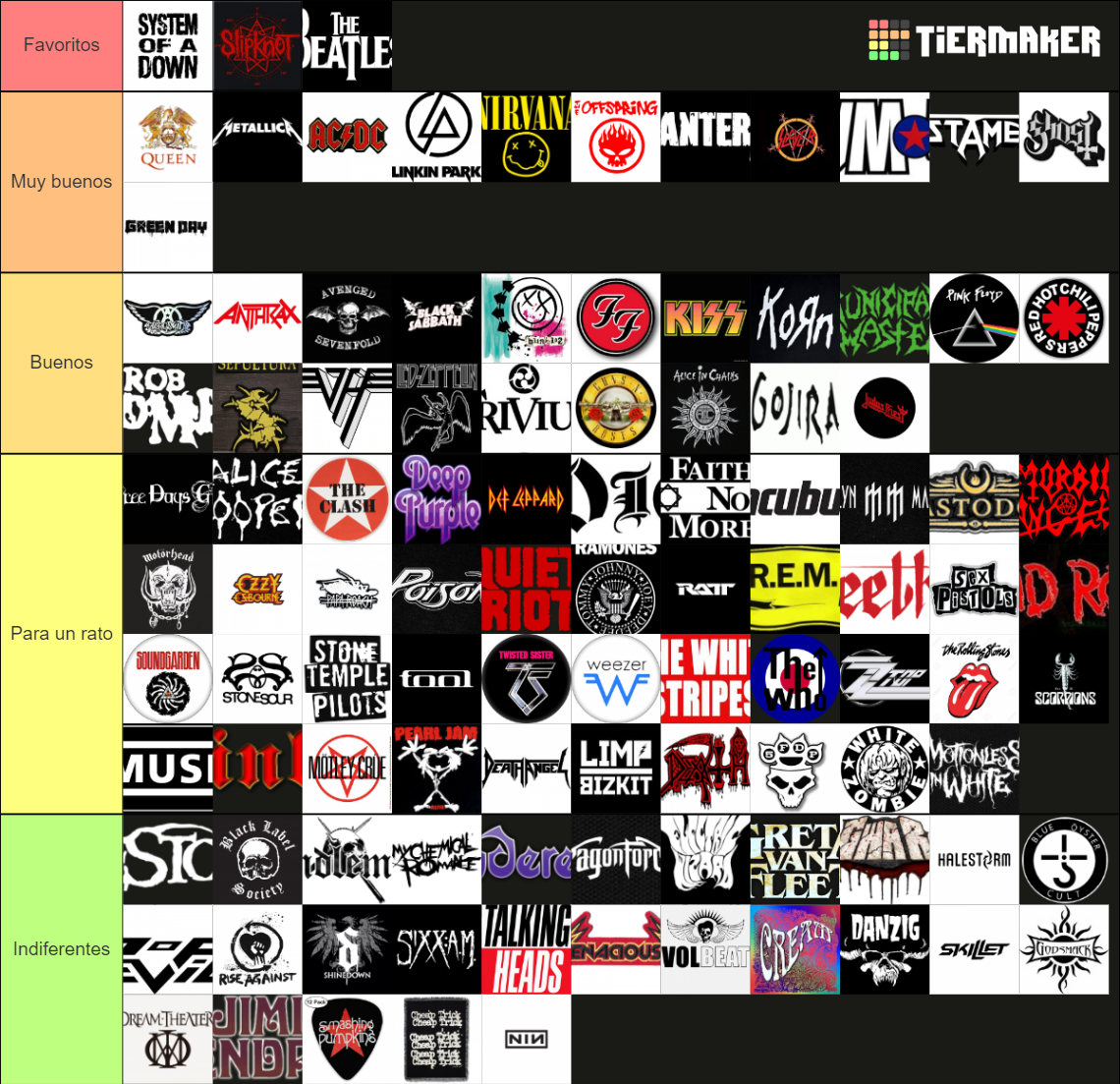 Metal and Rock Bands Tier List (Community Rankings) - TierMaker
