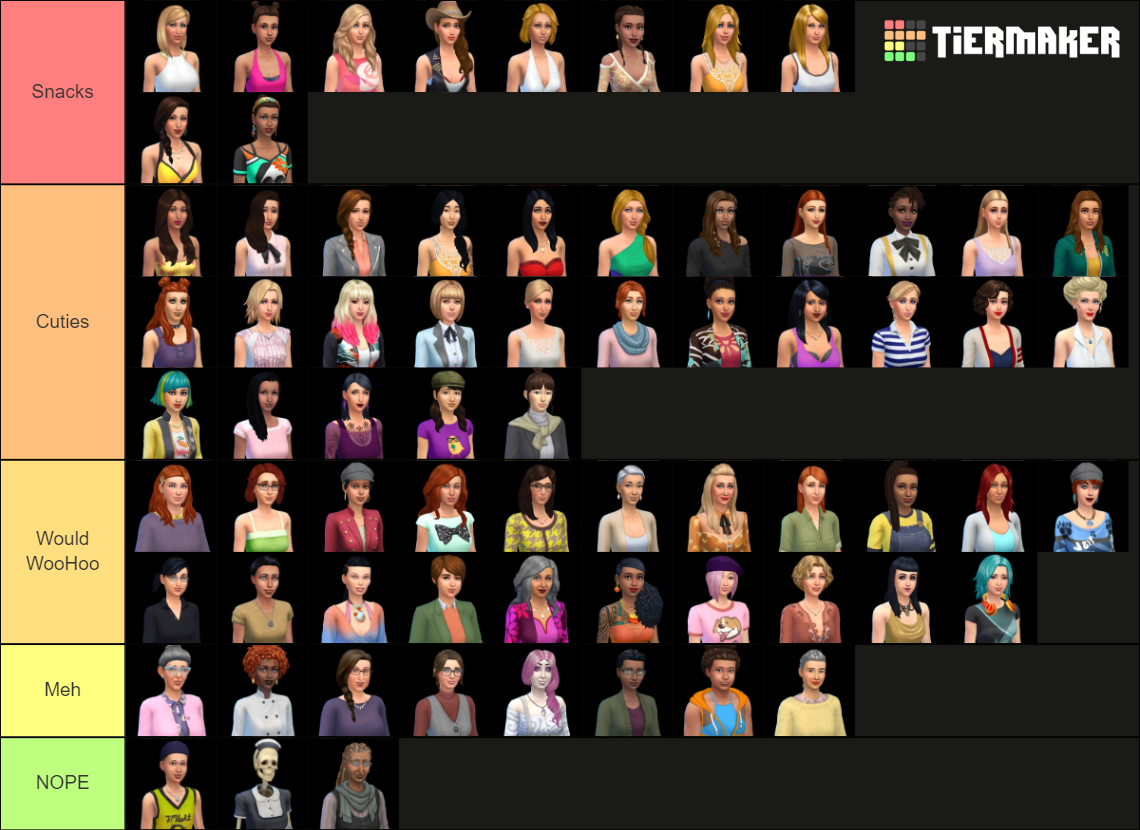 Sims 4 Female Townies Tier List (Community Rankings) - TierMaker