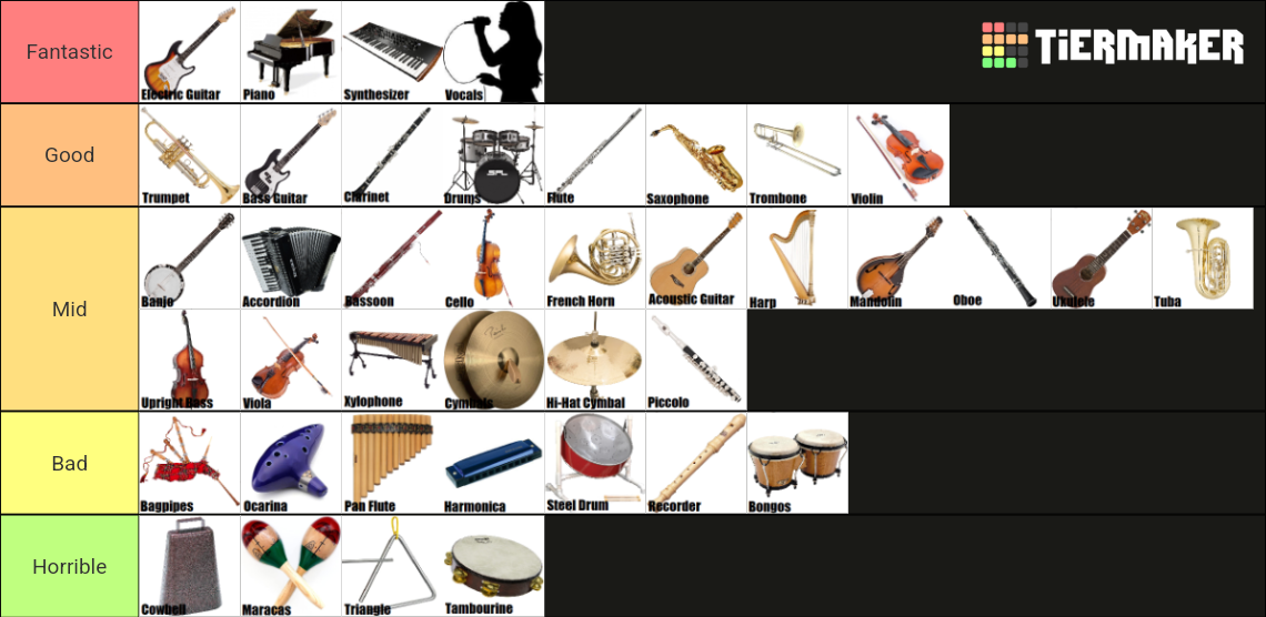Ultimate Instrument Tier List (Community Rankings) - TierMaker