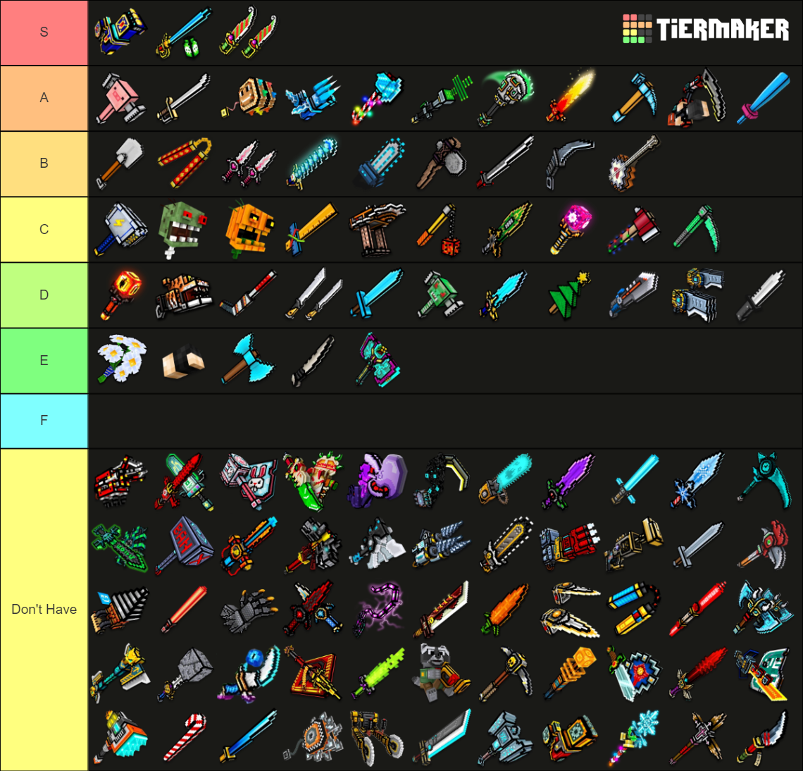Pixel Gun 3D - Melee Tier List (Community Rankings) - TierMaker