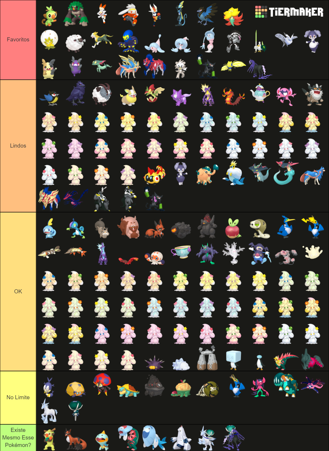 Pokémon de Galar (Normais/Formas Extras) 0.1 Tier List (Community ...