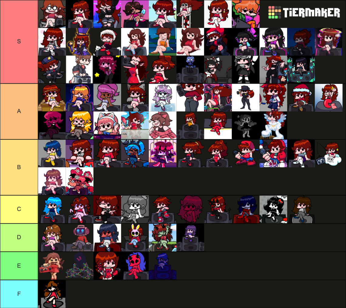 Best Friday Night Funkin' Girlfriend Design Tier List (Community ...