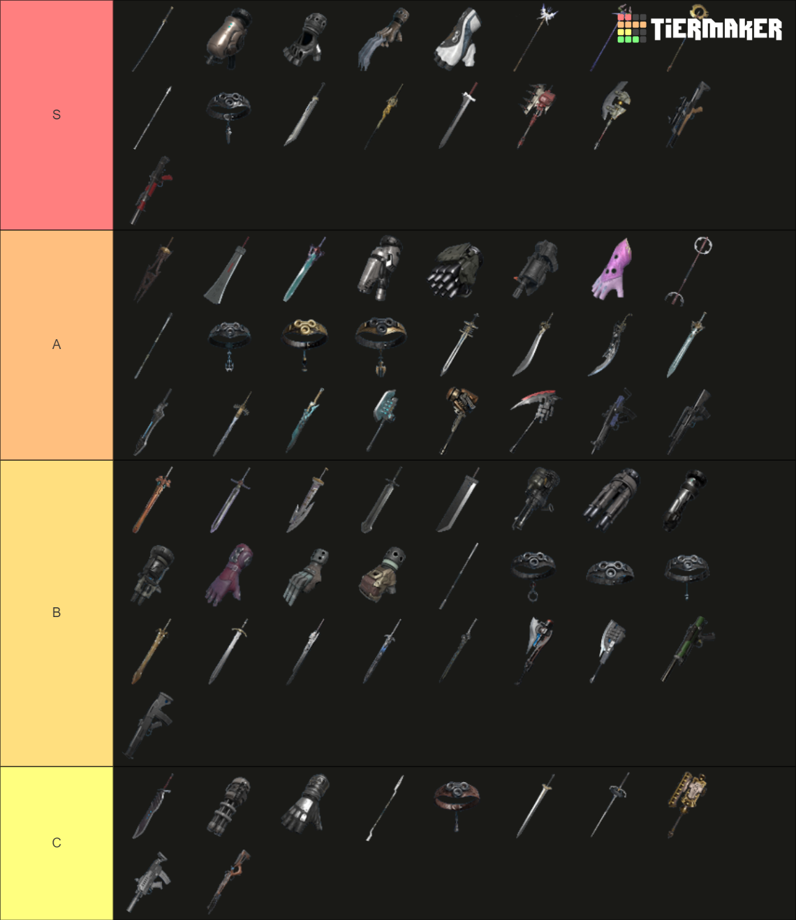 FF7EC Weapon Tier List (Community Rankings) - TierMaker
