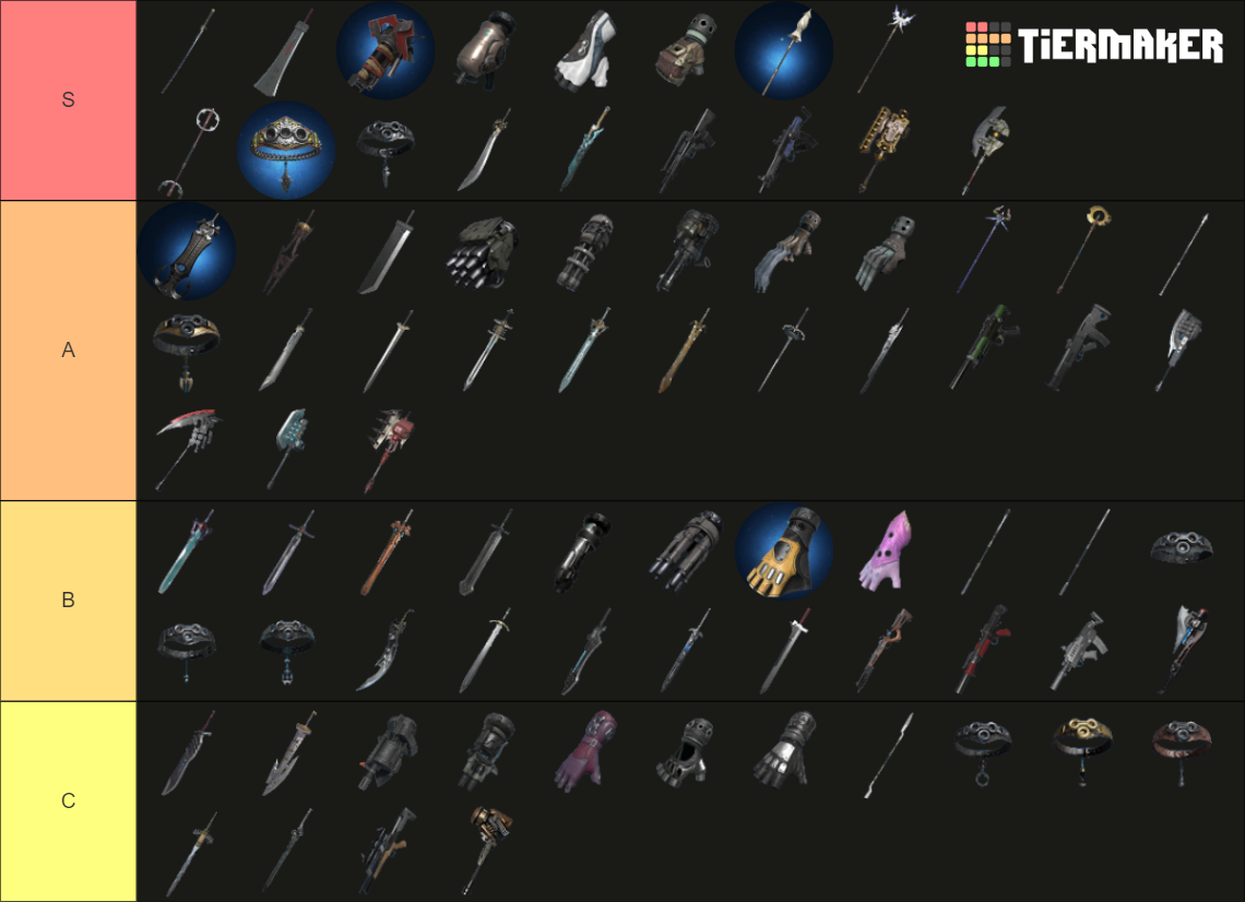 FF7EC Weapon Tier List (Community Rankings) - TierMaker