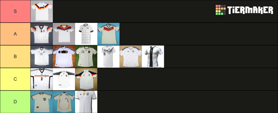 Germany home kits since 1990 Tier List (Community Rankings) - TierMaker