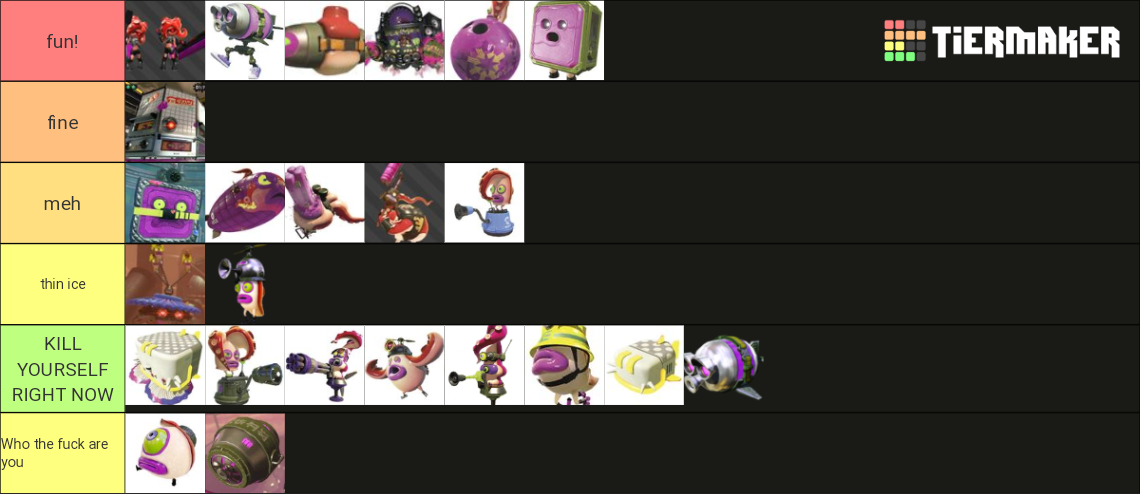 Splatoon 2 Enemies Tier List (Community Rankings) - TierMaker