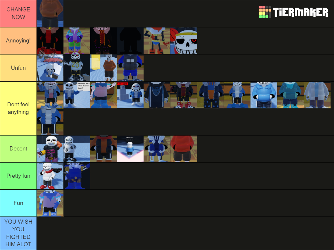 UT: Sands annoying characters Tier List (Community Rankings) - TierMaker