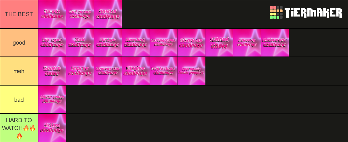 Rupaul's Drag Race Challenges Tier List (Community Rankings) - TierMaker