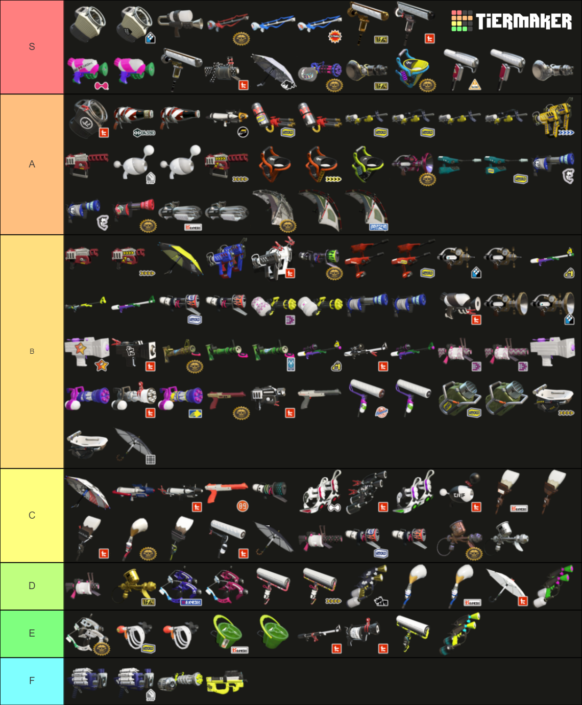 Splatoon weapons ranked on looks. Tier List (Community Rankings ...