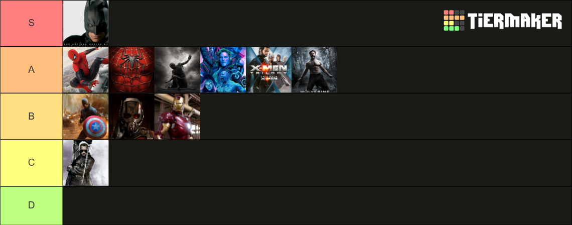 Superhero Movie Trilogies Tier List (Community Rankings) - TierMaker