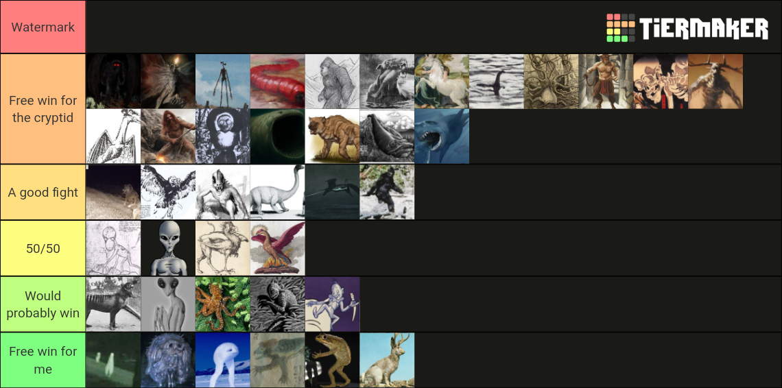 Cryptids I could beat in a fight Tier List (Community Rankings) - TierMaker