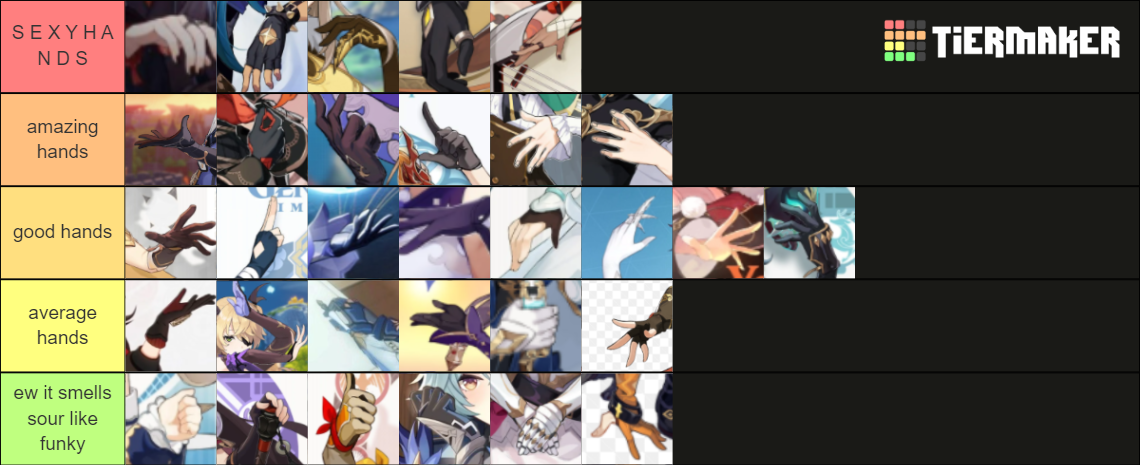 Genshin Impact Hands Tier List (Community Rankings) - TierMaker