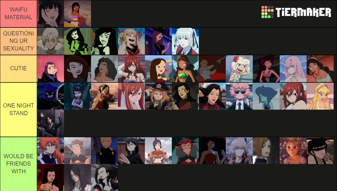 CARTOON CRUSHES (female) Tier List (Community Rankings) - TierMaker
