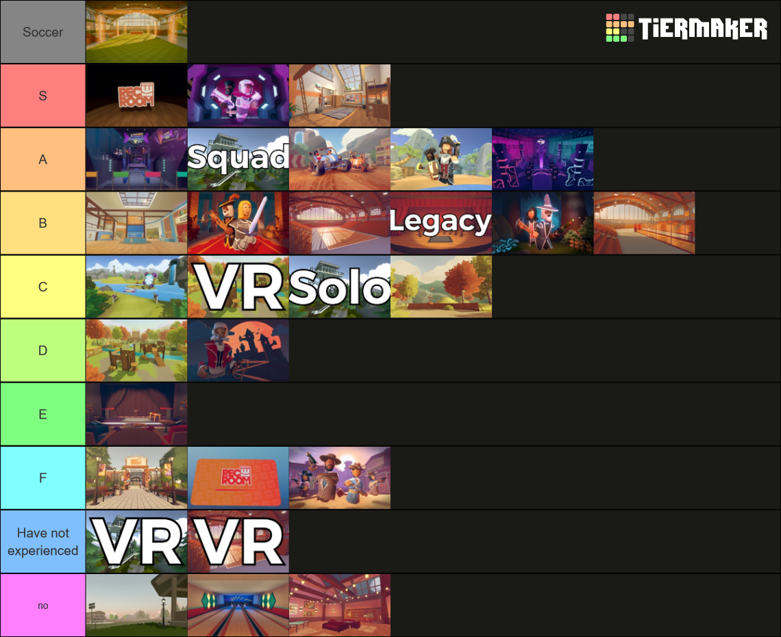 “Rec Room Originals” (2022) Tier List (Community Rankings) - TierMaker