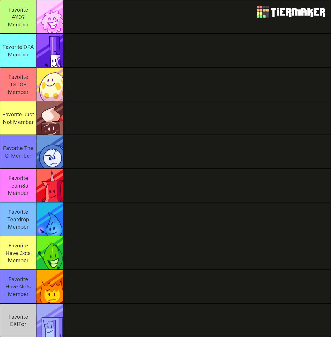 BFDI-TPOT Tierlist Tier List (Community Rankings) - TierMaker
