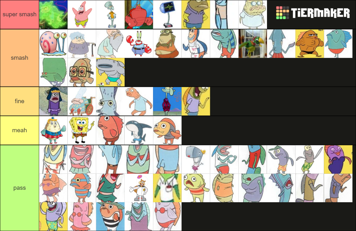 SpongeBob Smash or pass Tier List (Community Rankings) - TierMaker