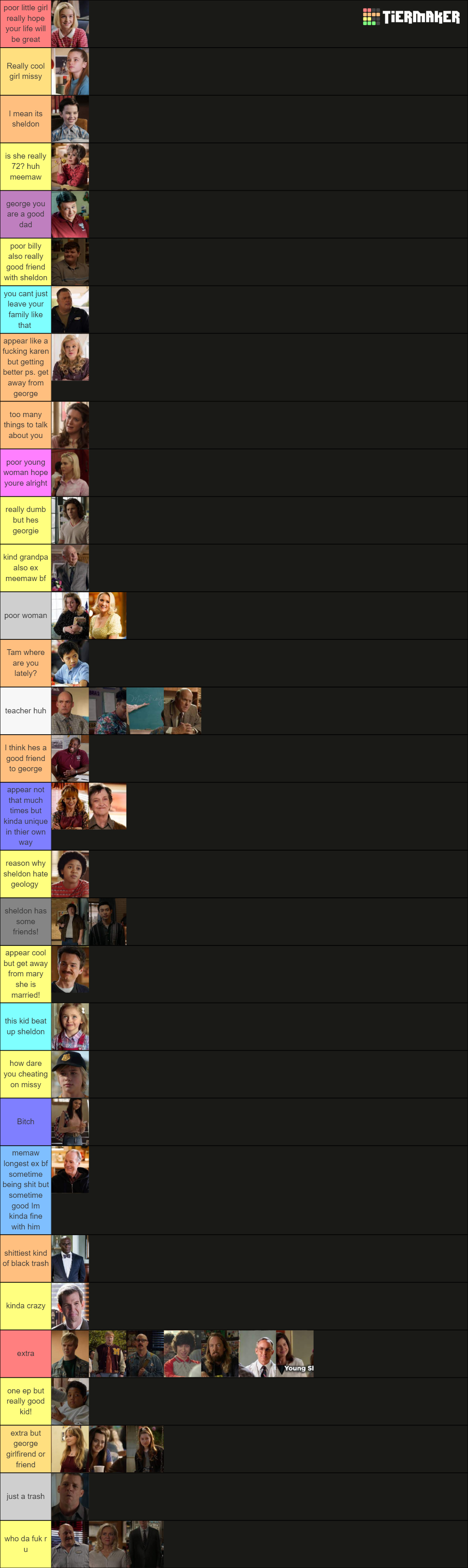 ALL young Sheldon characters (YOUNG SHELDON CAST) Tier List (Community ...