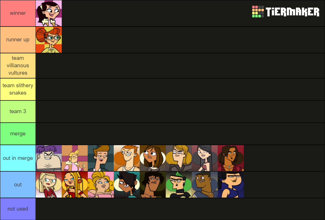 total drama gen 1 gen 2 gen 3 (brady and mr coconut) Tier List ...