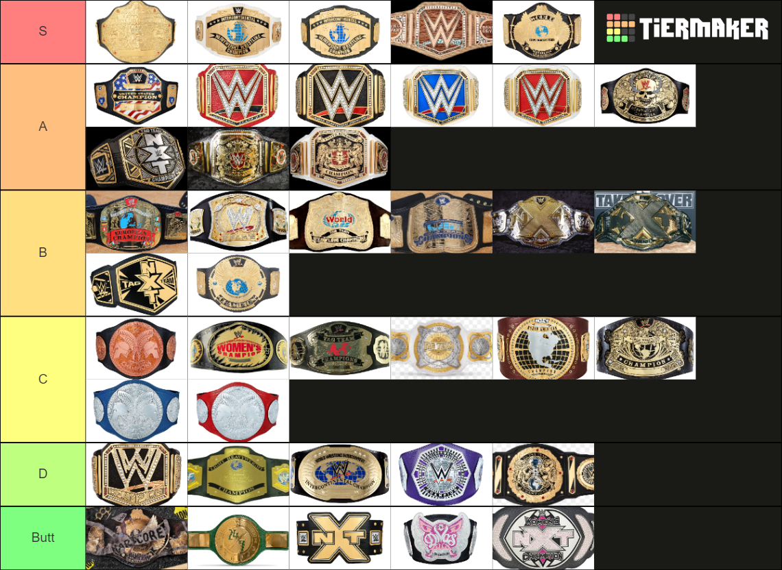 WWE Belts Tier List (Community Rankings) - TierMaker