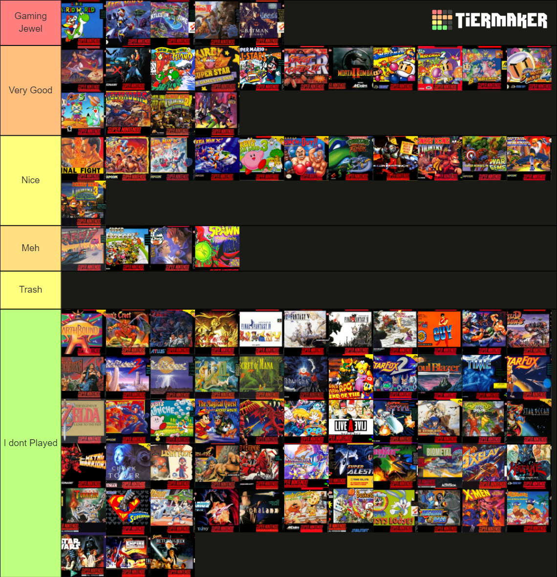 Super Nintendo/Famicom Games Tier List (Community Rankings) - TierMaker