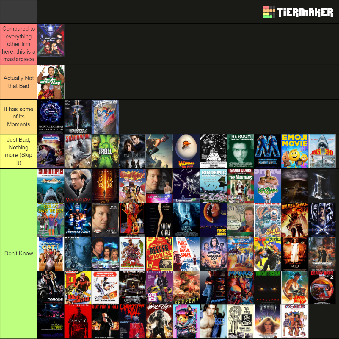 Best Worst Movies Tier List (Community Rankings) - TierMaker