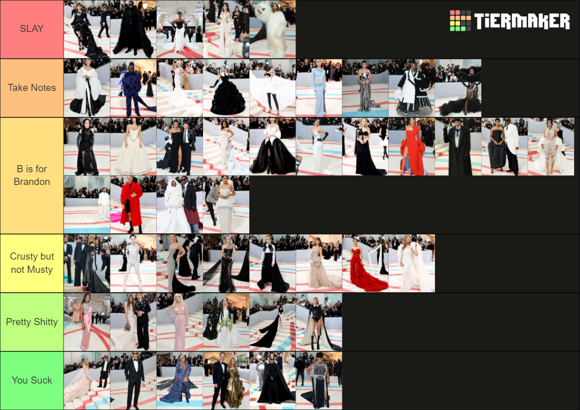 Met Gala 2023 (210 Outfits) Tier List (Community Rankings) - TierMaker