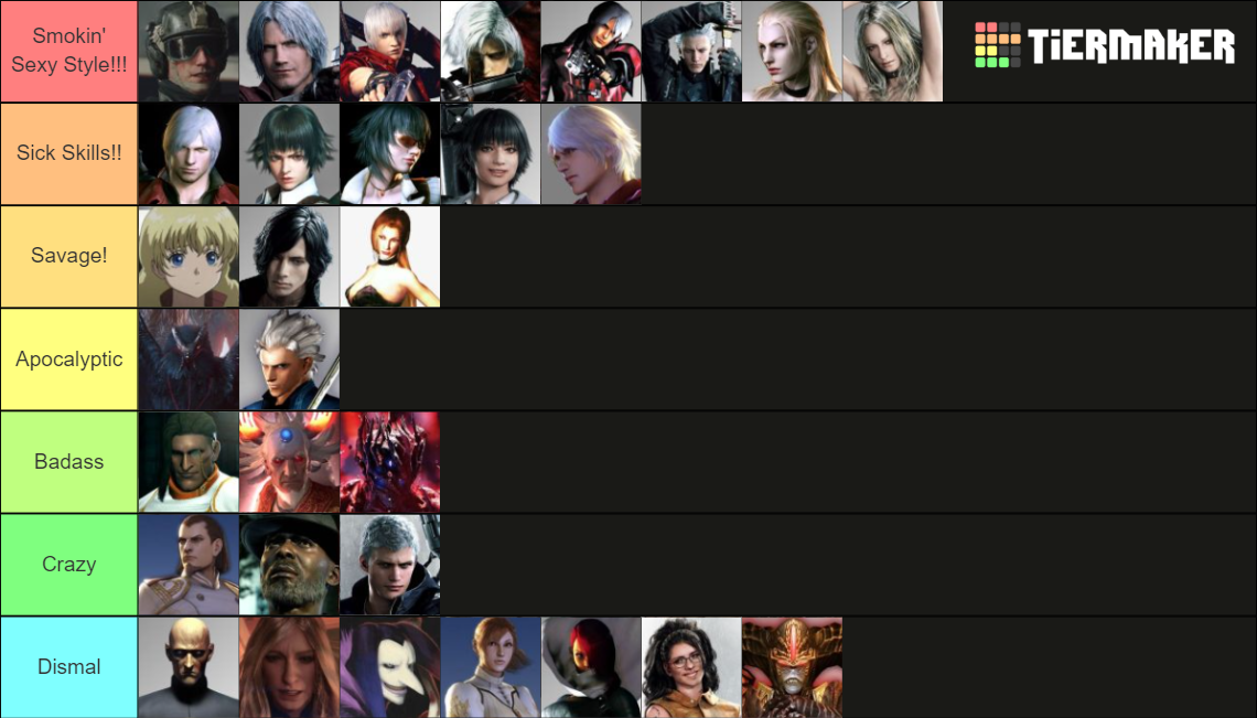 Devil May Cry All Characters Tier List (Community Rankings) - TierMaker