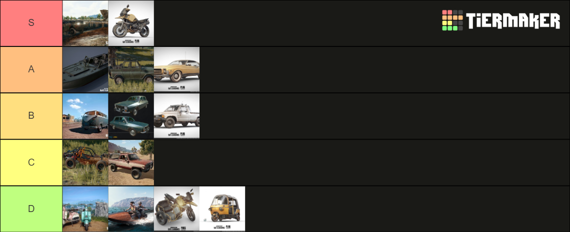 PUBG vehicle Tier List (Community Rankings) - TierMaker