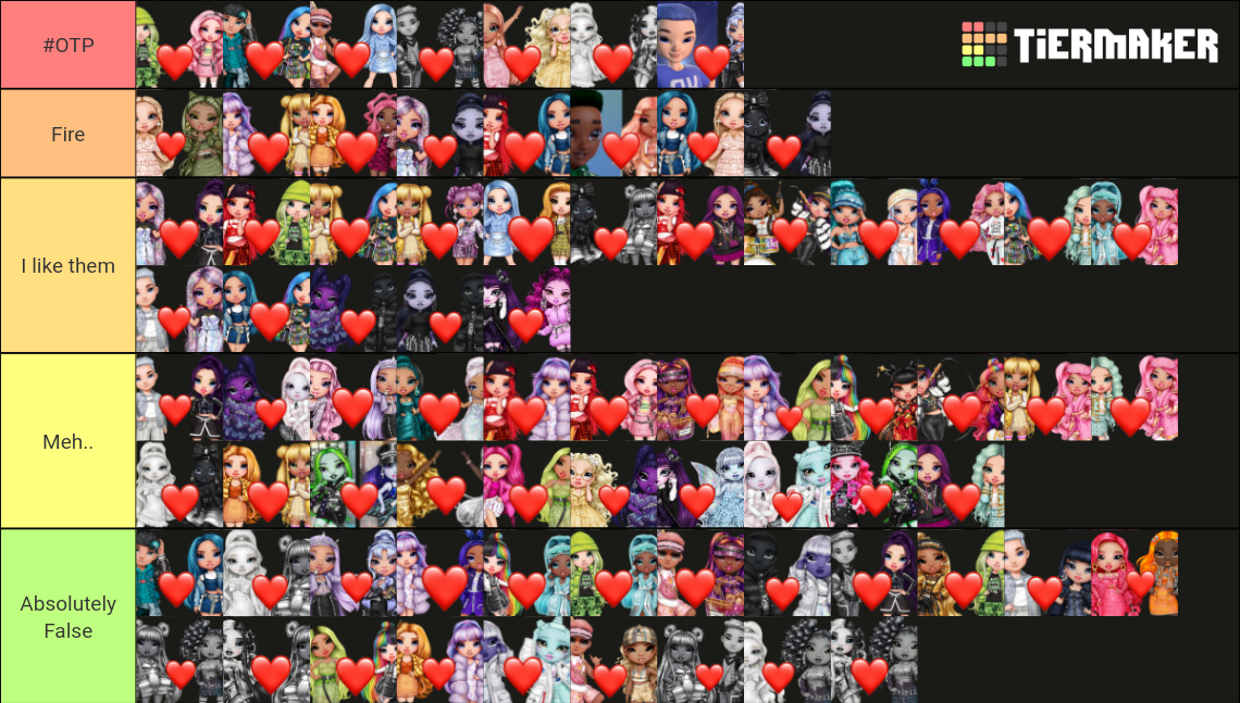 Rainbow High x Shadow High Ships (Updated) 💞 Tier List (Community ...