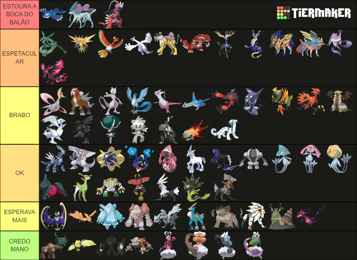 DONGO DONGO - TIERLIST DE POKÉMON LENDÁRIOS Tier List (Community ...