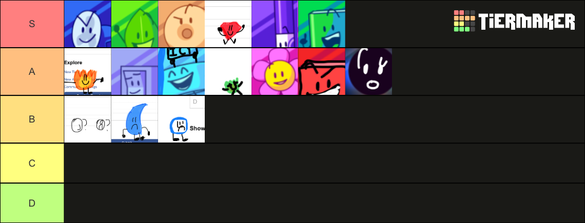 My Favorite BFDI/II Characters Tier List (Community Rankings) - TierMaker