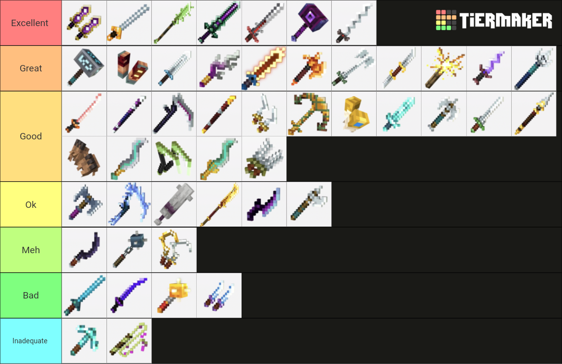 Minecraft dungeons full unique weapon 2022 Tier List (Community ...