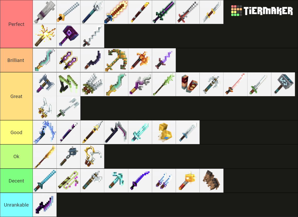 Minecraft dungeons full unique weapon 2022 Tier List (Community ...