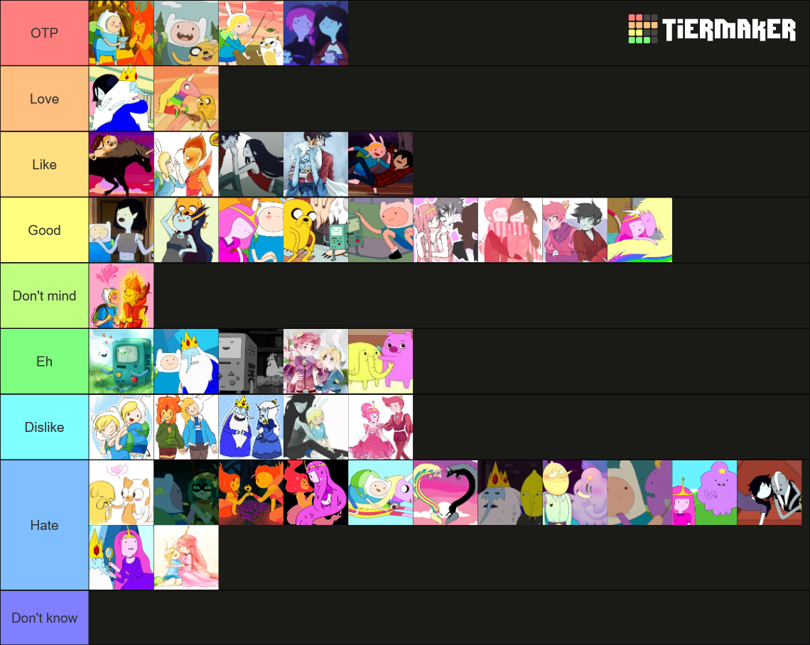 Adventure Time ships/couples Tier List (Community Rankings) - TierMaker