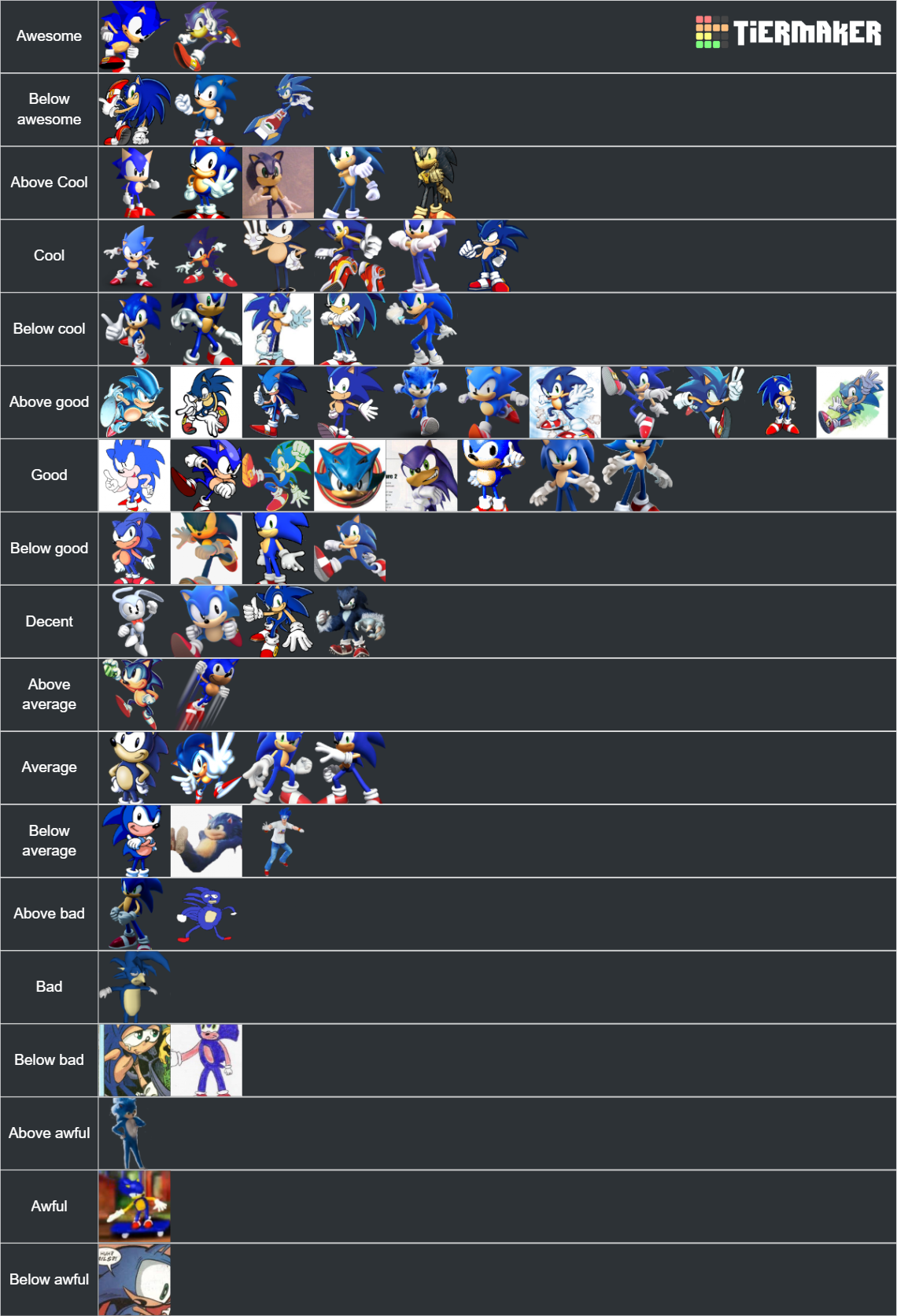 Sonic the Hedgehog Designs Tier List (Community Rankings) - TierMaker
