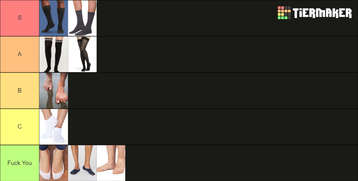 Types of Socks Tier List (Community Rankings) - TierMaker