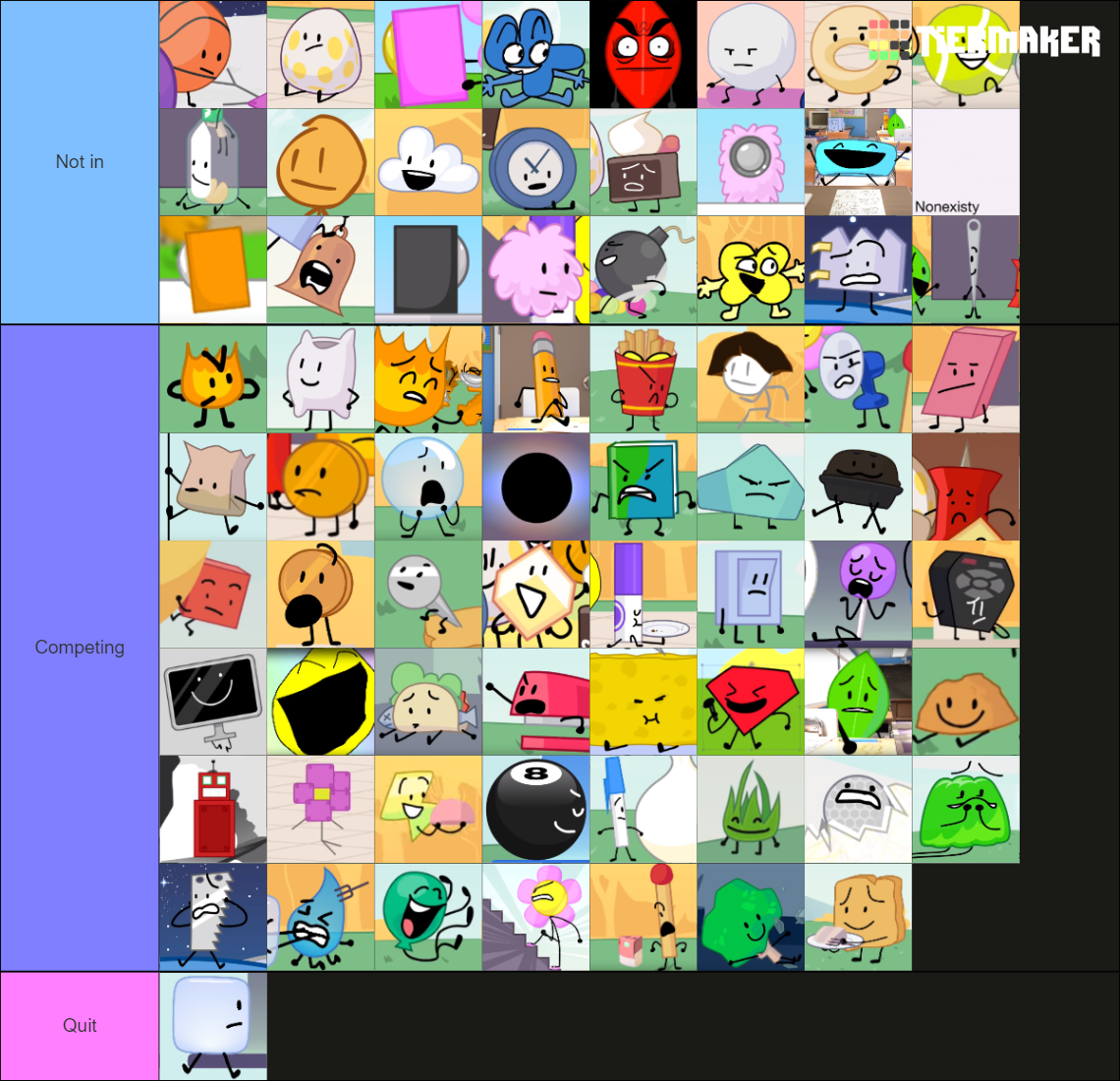 BFDI Characters Tier List (Community Rankings) - TierMaker