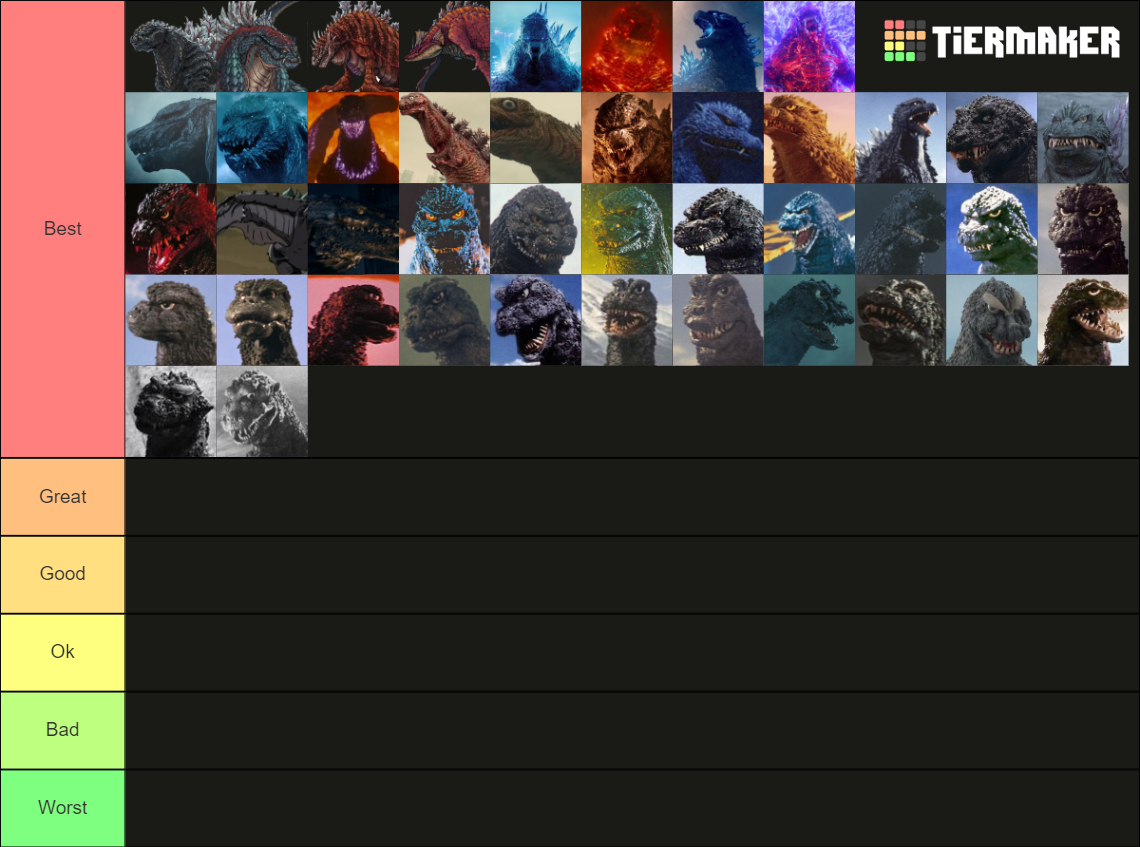 Godzilla designs 1954-2021 Tier List (Community Rankings) - TierMaker