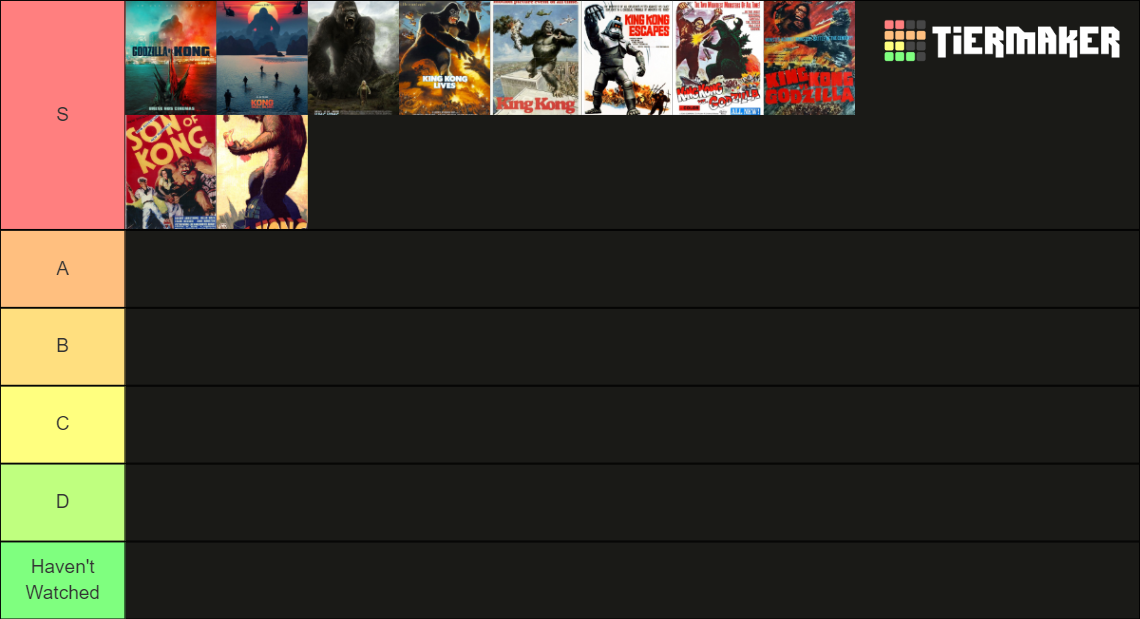 King Kong movies Ranked (1933 - 2021) Tier List (Community Rankings ...